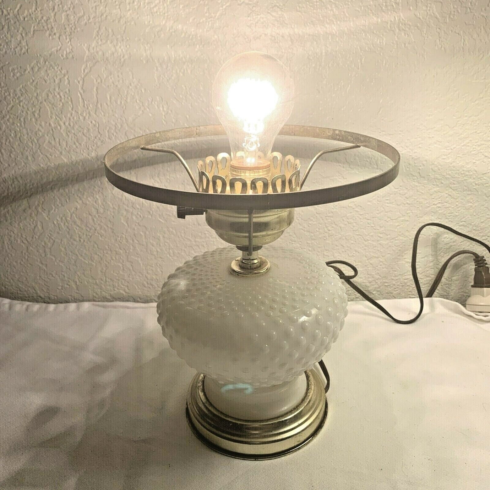 Milk Glass Hobnail Electric Hurricane Lamp Base 10 Tall - Etsy