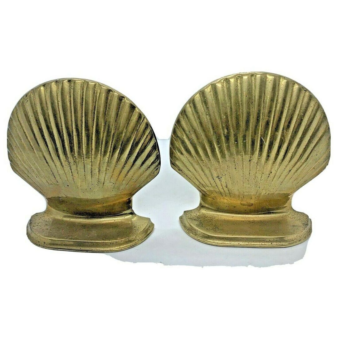 Mid-century Solid Brass Clamshell Bookends - Etsy