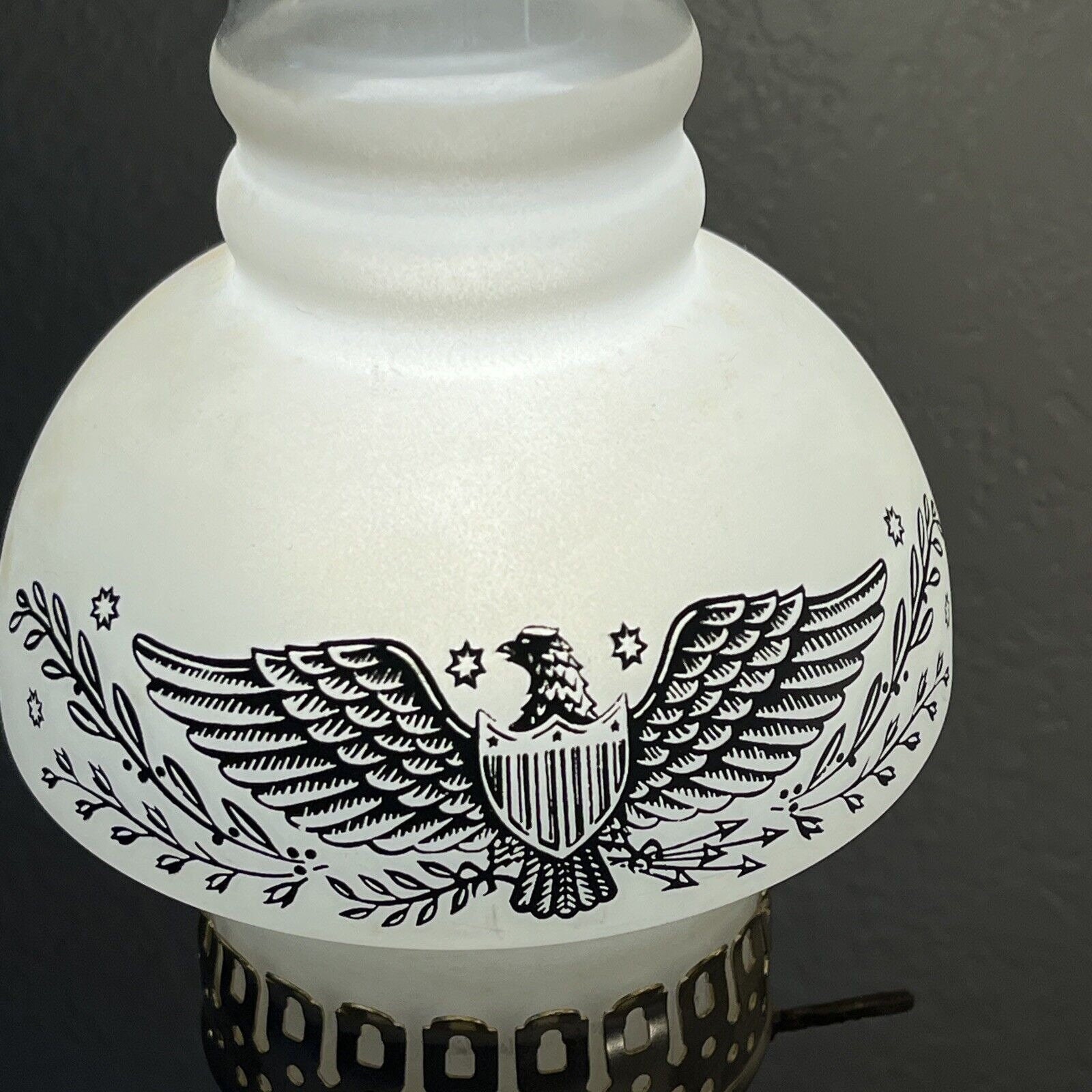 Pair Eagle Federal Style Brass MCM Table Lamps With Frosted - Etsy