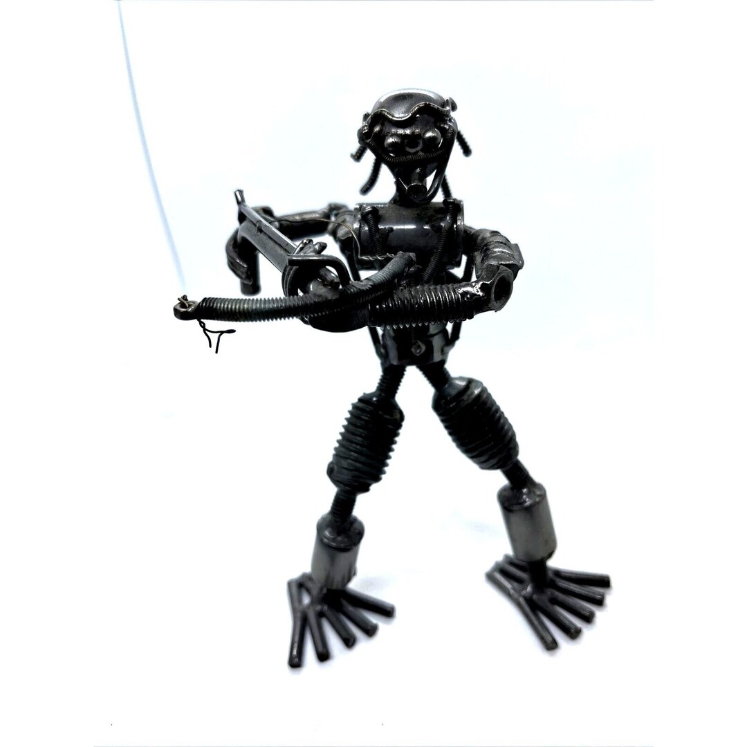 Scrap Metal Art Handmade Predator Figurine Standing With Weapon - Etsy