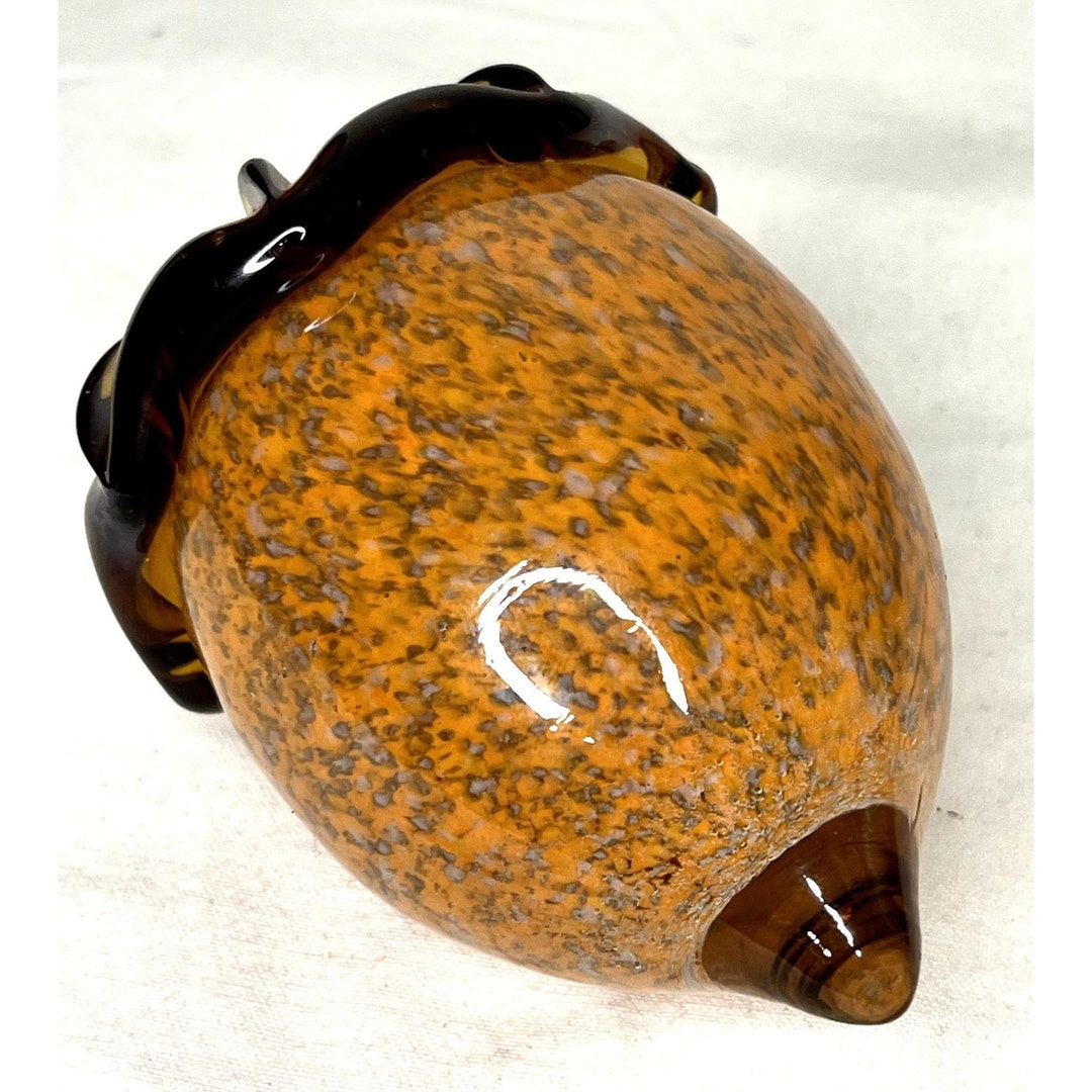 Art Glass Acorn Irridescent Speckled Orange Top Clear Encased ...