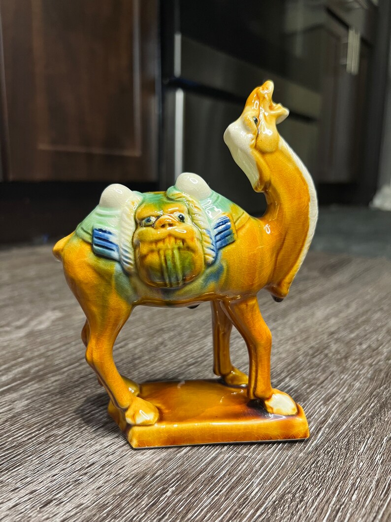 Vintage Set of 2 Tang Style Chinese Sancai Glaze Ceramic Camel and Horse Figurines - Etsy