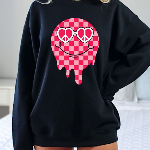 Melting Smiley Face Preppy Sweatshirt - Etsy