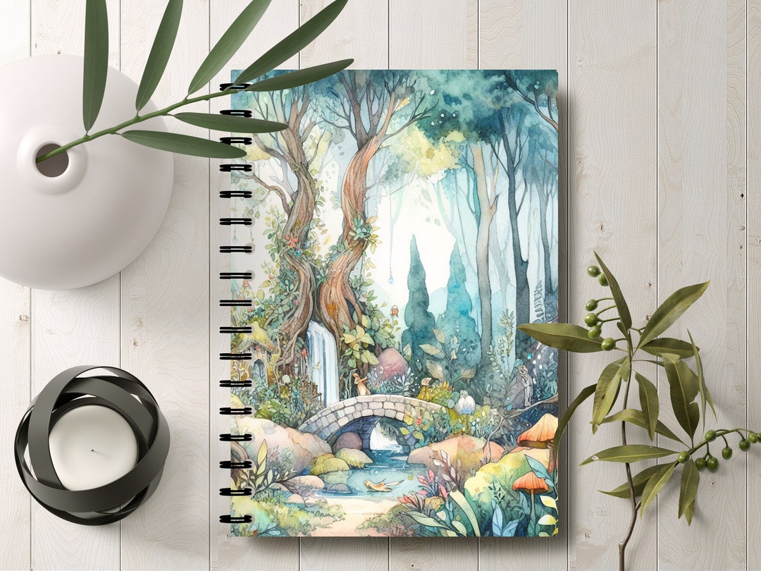 Spiral Notebook Fantasy Scene Mushroom Notebook, Whimsical Diary With ...