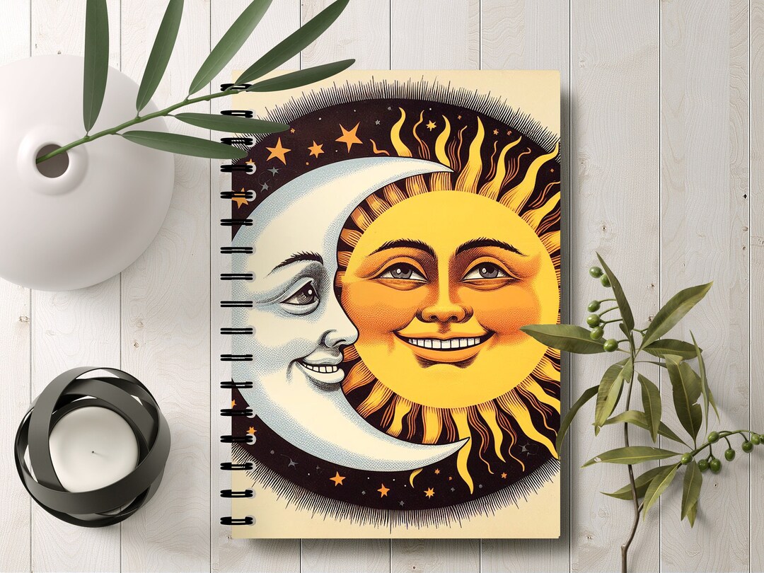 Happy Sun and Moon Smiles Notebook, Sun and Moon's Joyful Faces Journal ...