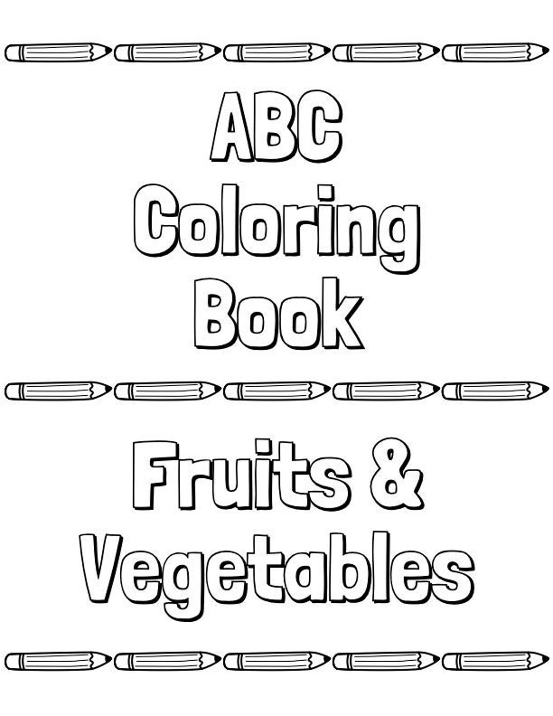 ABC Fruits & Vegetables Coloring Book - Digital Download - Etsy
