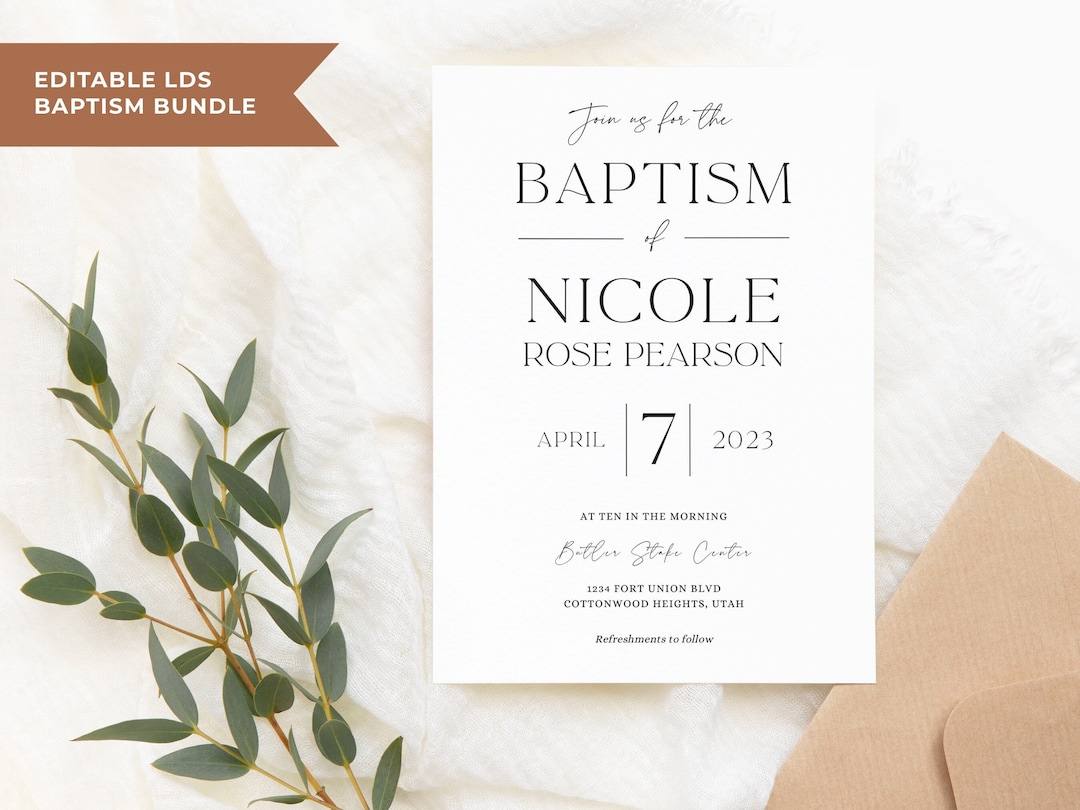 LDS Baptism Invites | LDS Baptism Programs | Edit in Canva | Picture ...