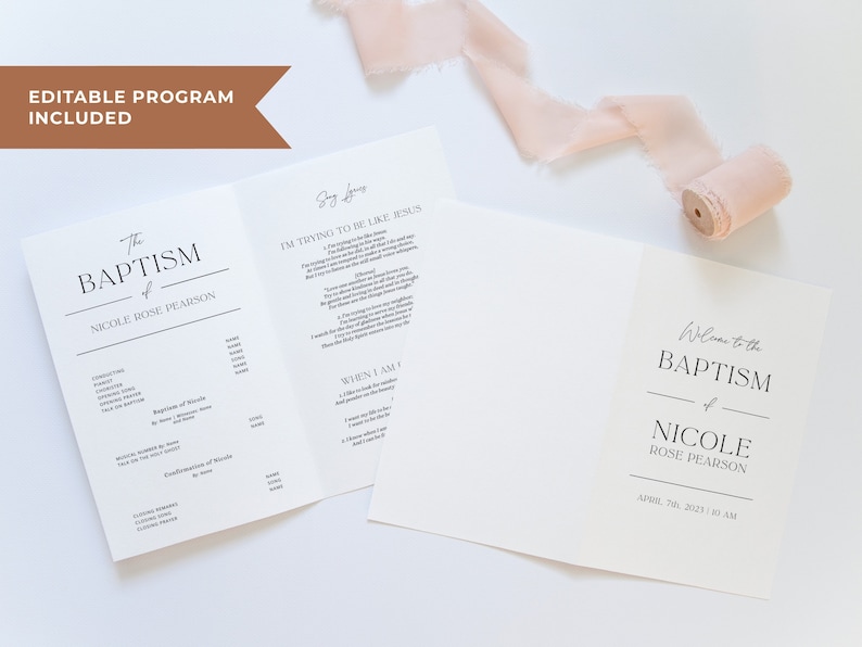 LDS Baptism Invites | LDS Baptism Programs | Edit in Canva | Picture ...