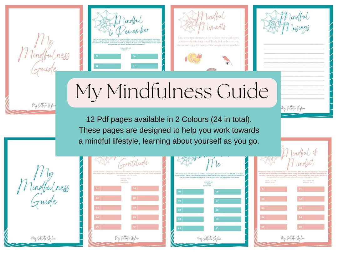 Printables 12 Pages Mindfulness Guide, Prompts Towards a Mindful ...