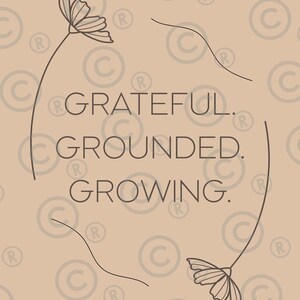 Grateful Grounded Growing Print: Botanical Minimalist Wall Art (digital ...