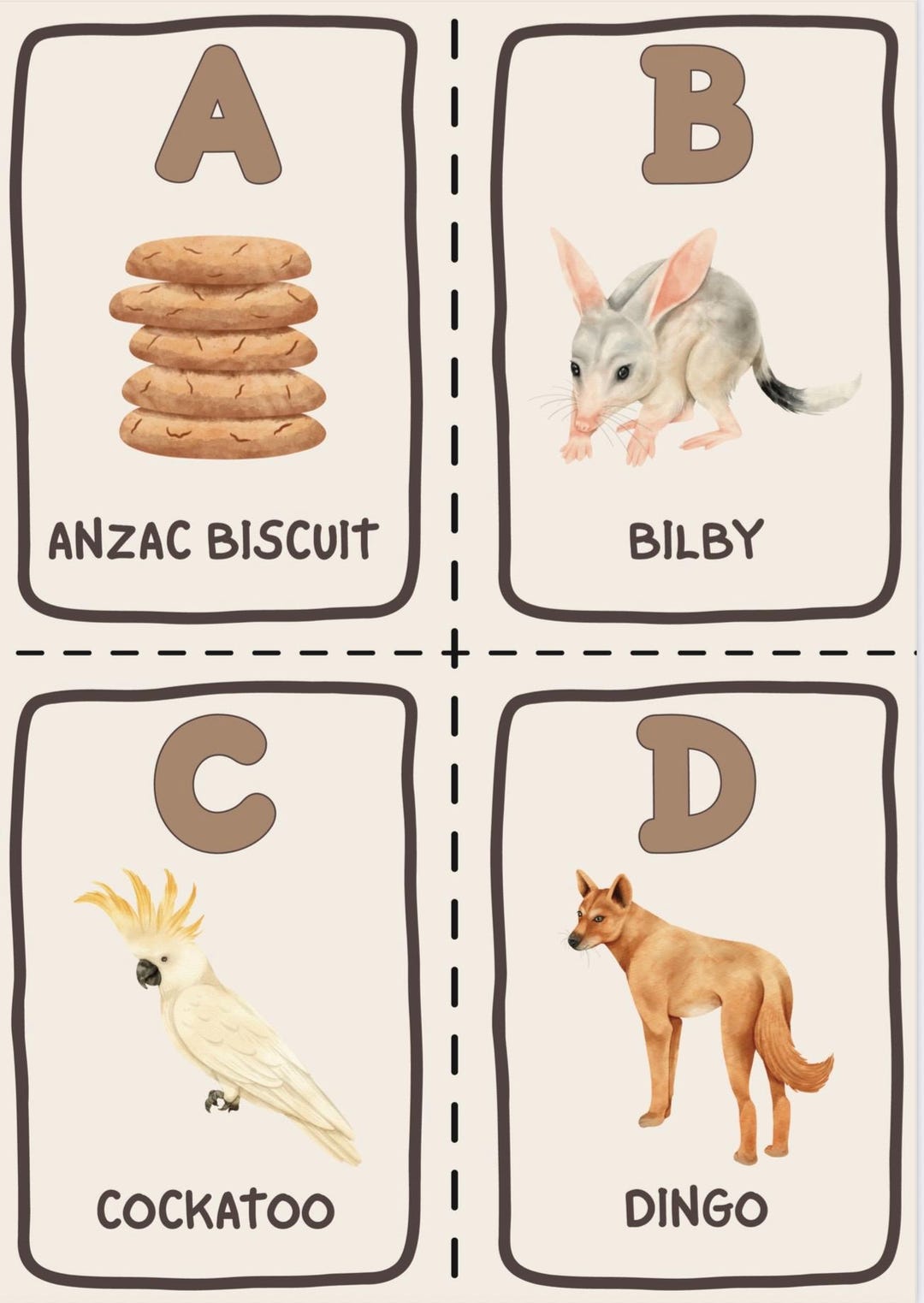 Australian Alphabet Themed Children’s Flash Cards (digital Download) - Etsy
