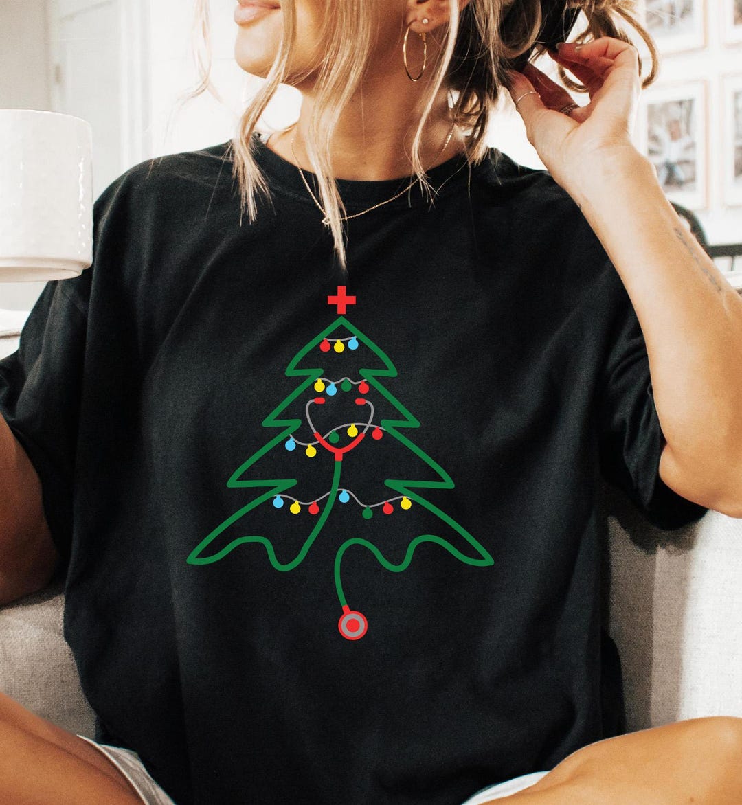 Stethoscope Christmas Tree T-shirt, Christmas Medical Sweatshirt - Etsy