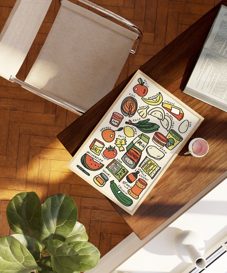 ABC of Grocery Print, Food Illustrations, Food Wall Art, ABC Poster ...