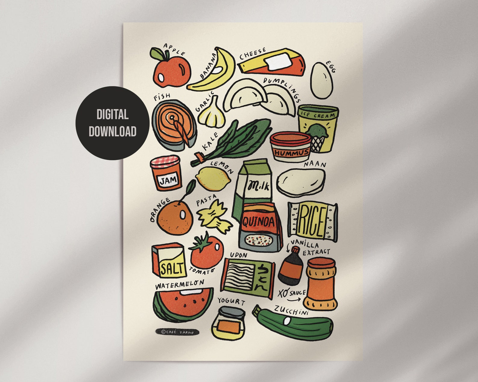 ABC of Grocery Print, Food Illustrations, Food Wall Art, ABC Poster ...