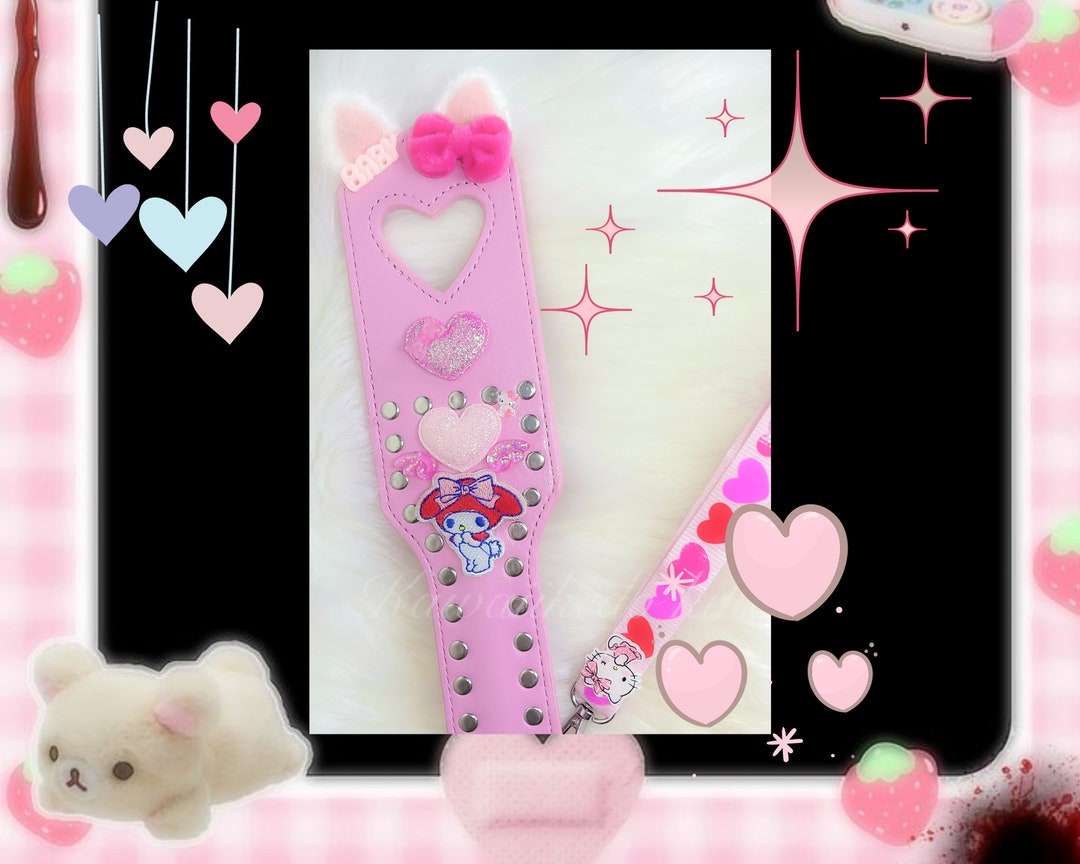 Sanriocore Handmade Vegan Leather Kitty Themed Paddle Bdsm Sx - Etsy