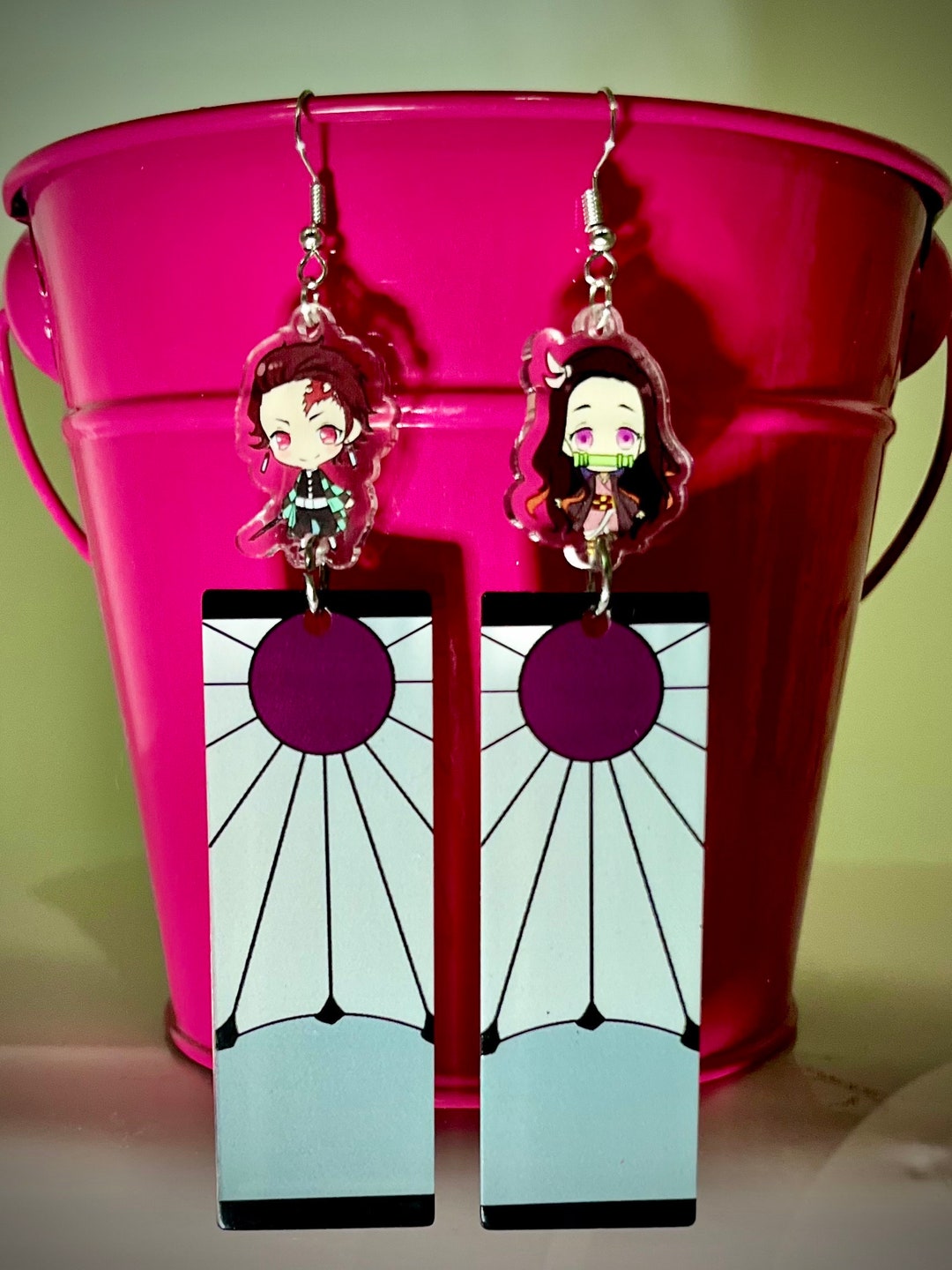 Anime Demon Sl4yer Tanjiro Nezuko Earrings - Etsy