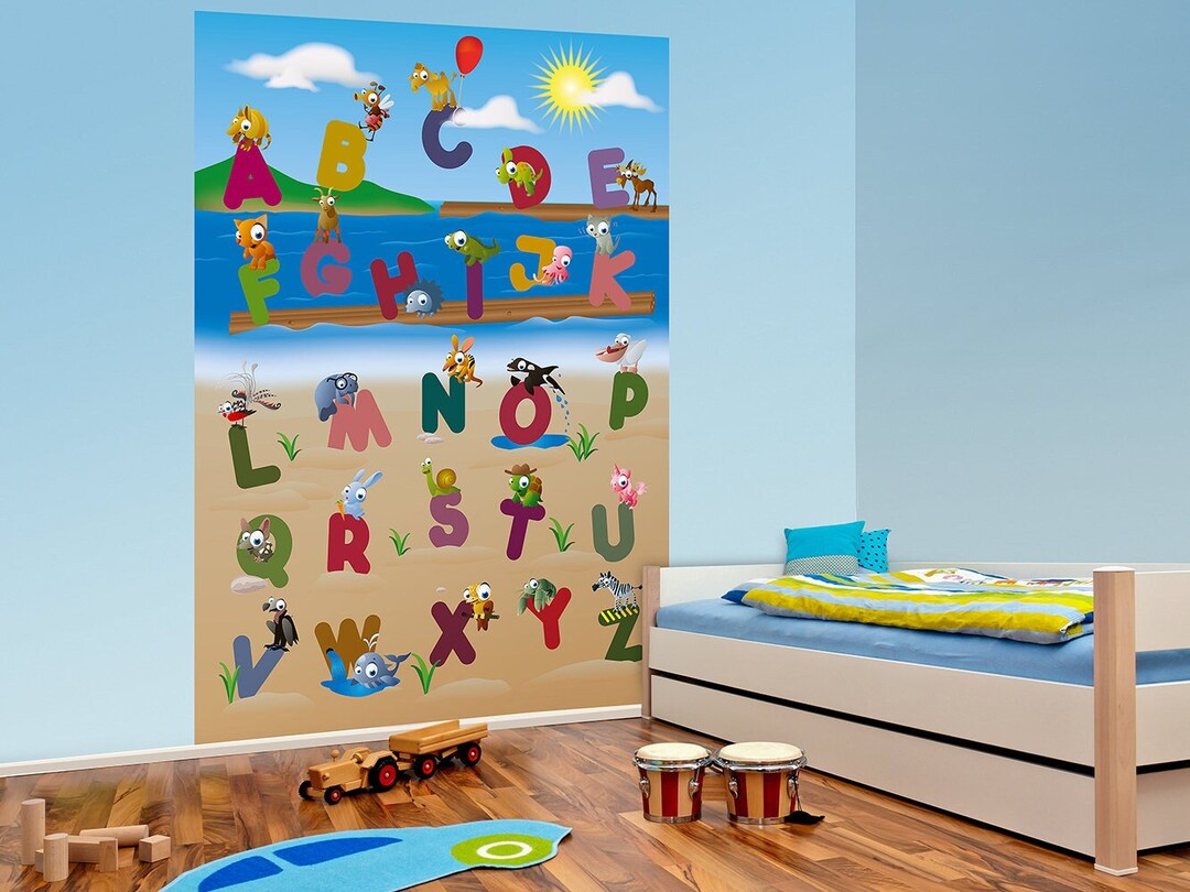 Animal Alphabet Wall Mural 72"wx100"h Removable | Abc Wall Learn ...