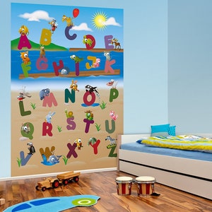 Animal Alphabet Wall Mural 72"wx100"h Removable | Abc Wall Learn ...