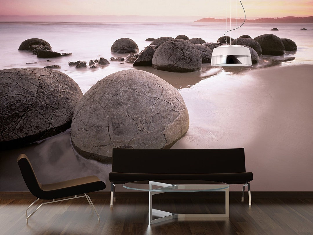 Large Wall Mural 100sq.ft(144"x100") Beach Sunset Rock Boulder Sand ...
