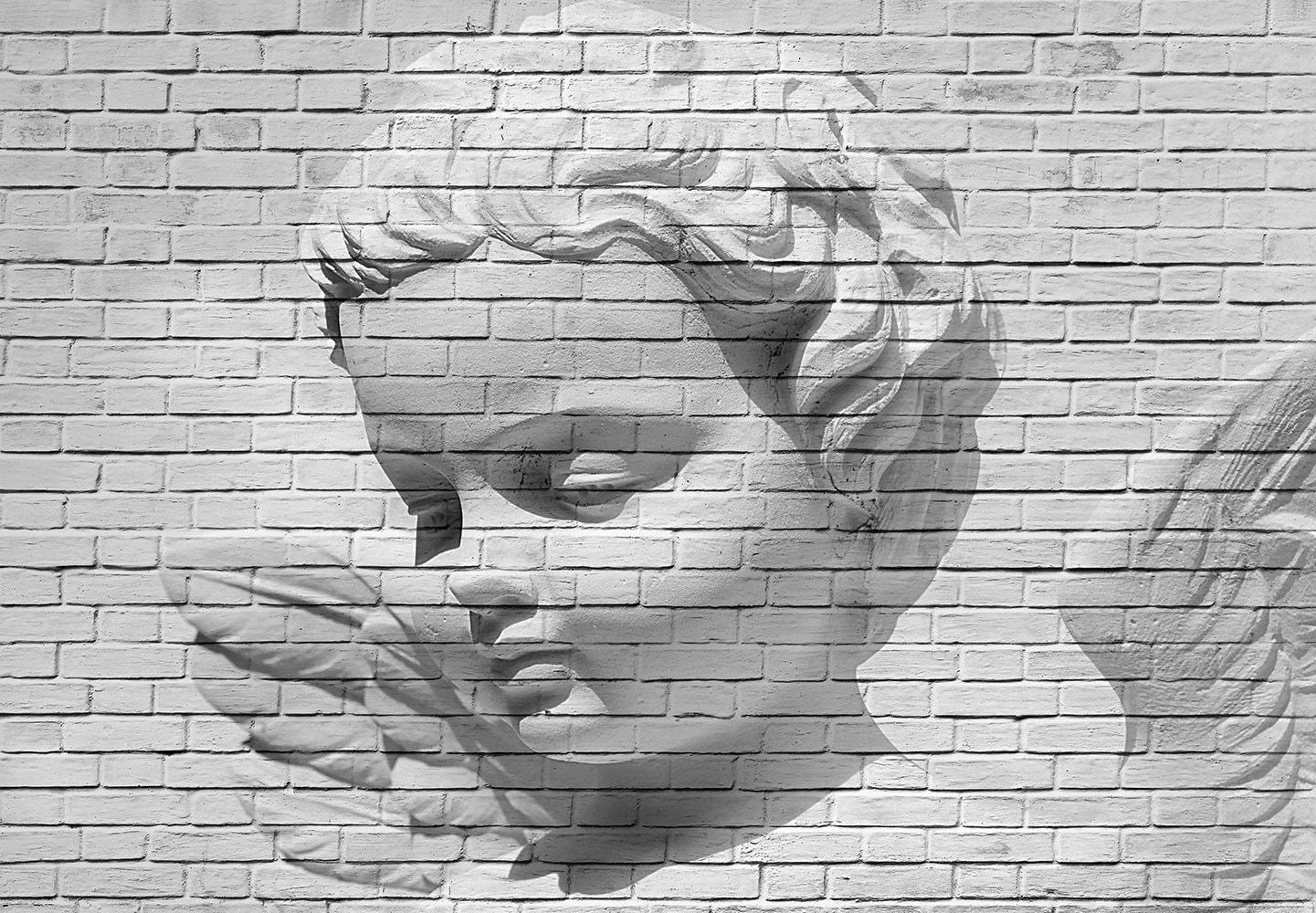 Angel Wall Mural 144"wx100"h Removable | Grey Brick Backdrop Cherub ...