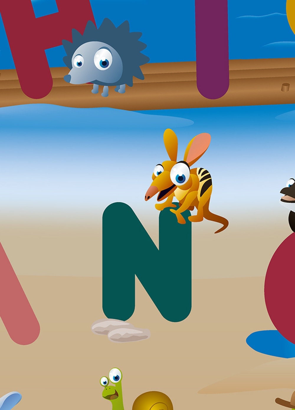 Animal Alphabet Wall Mural 72"wx100"h Removable | Abc Wall Learn ...