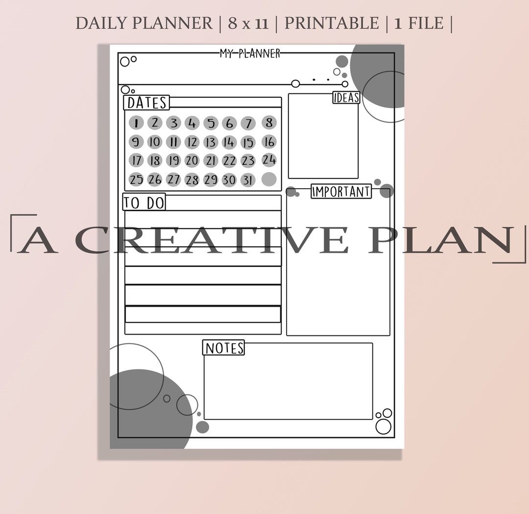 CUTE DAILY PLANNER, Printable, to Do List for Work and Home Use, A4 ...