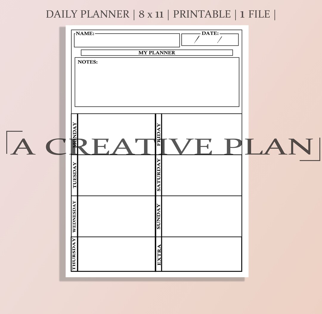MINIMALIST WEEKLY PLANNER, Printable, to Do List for Work and Home Use ...