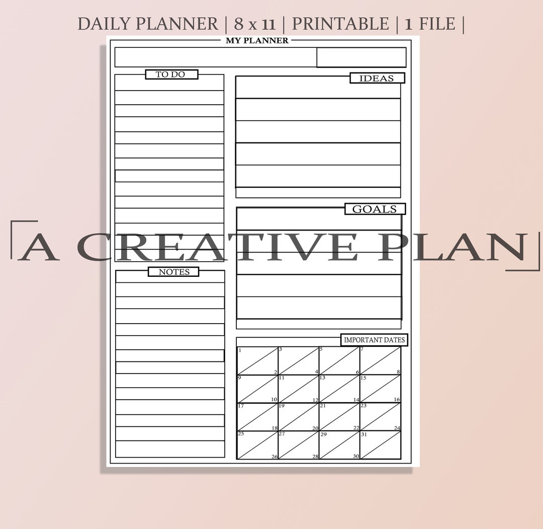INTRICATE DAILY PLANNER, Printable, to Do List for Work and Home Use ...