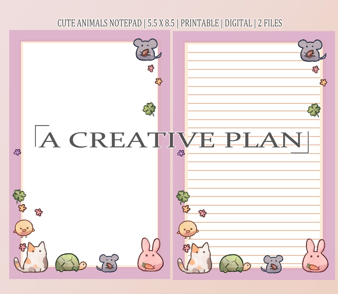 CUTE ANIMALS NOTEPAD | 5.5 X 8.5 Inches | Notepad, Office Use, School ...