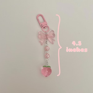 Cute Beaded Peach Keychain for Kpop Photocard Binder, Card Holder, Keys ...