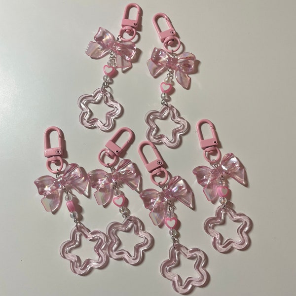 Pink Flower Keychain - Etsy