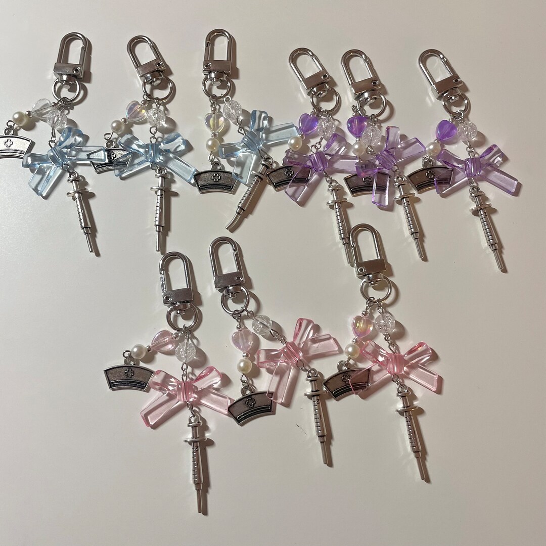 Cute Beaded Nurse and Syringe Keychain for Kpop Photocard Binder, Card ...