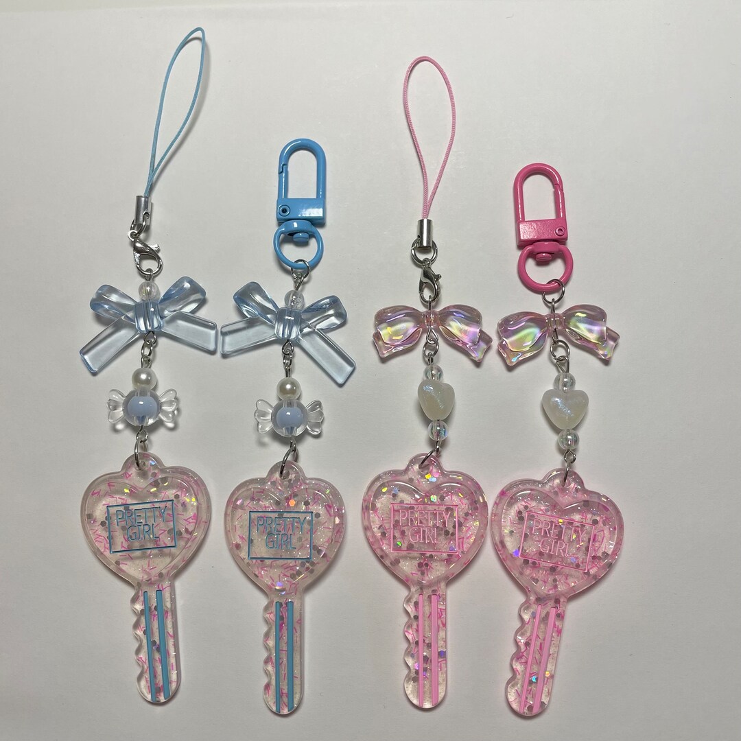 Cute Beaded Key Phone Charm Keychain for Kpop Photocard Binder, Card ...