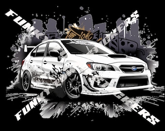 Subaru WRX Modified Drifter Sports Car Drift Art Poster Background ...
