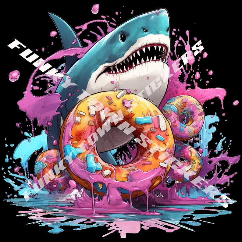 Donut Shark (png) - Etsy