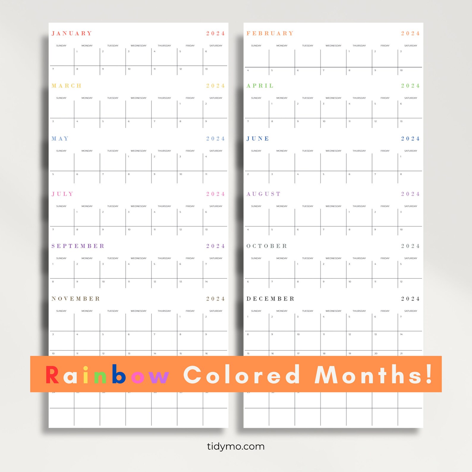 Printable Editable 2024 & 2025 Landscape Monthly Calendar Bundle ...