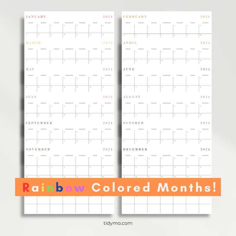 Printable Editable 2024 & 2025 Landscape Monthly Calendar Bundle ...
