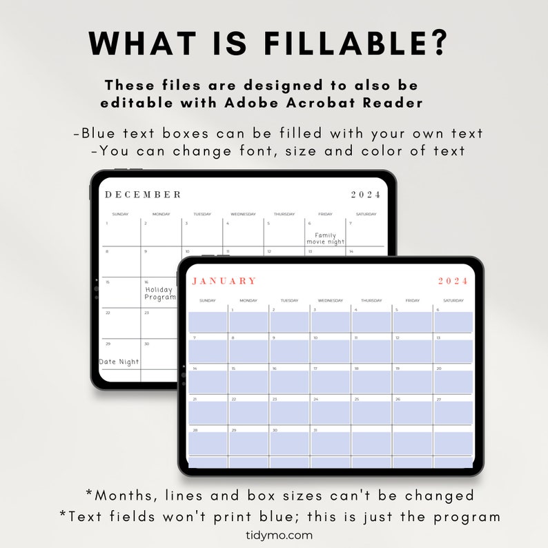 Printable Editable 2024 & 2025 Landscape Monthly Calendar Bundle ...