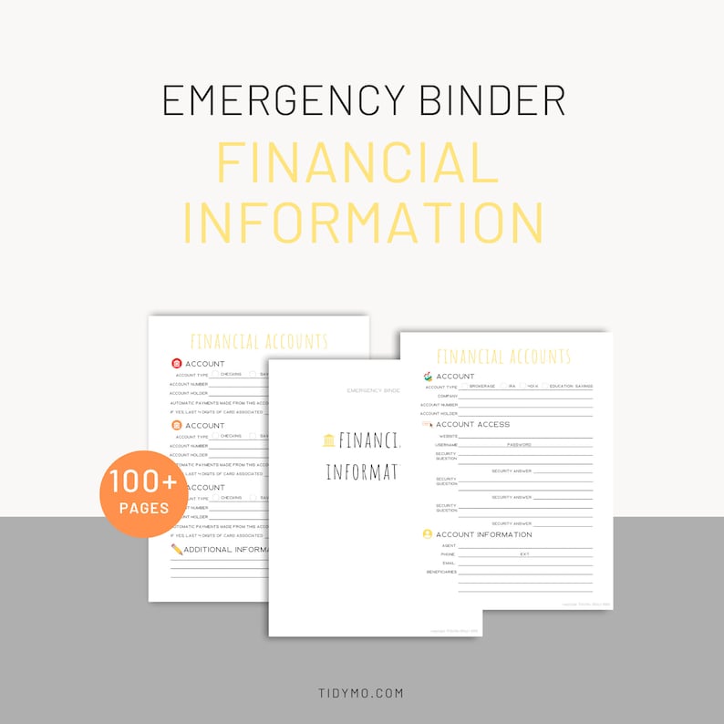 Emergency Binder • Life Organizer PDF • Printable & Fillable Family ...