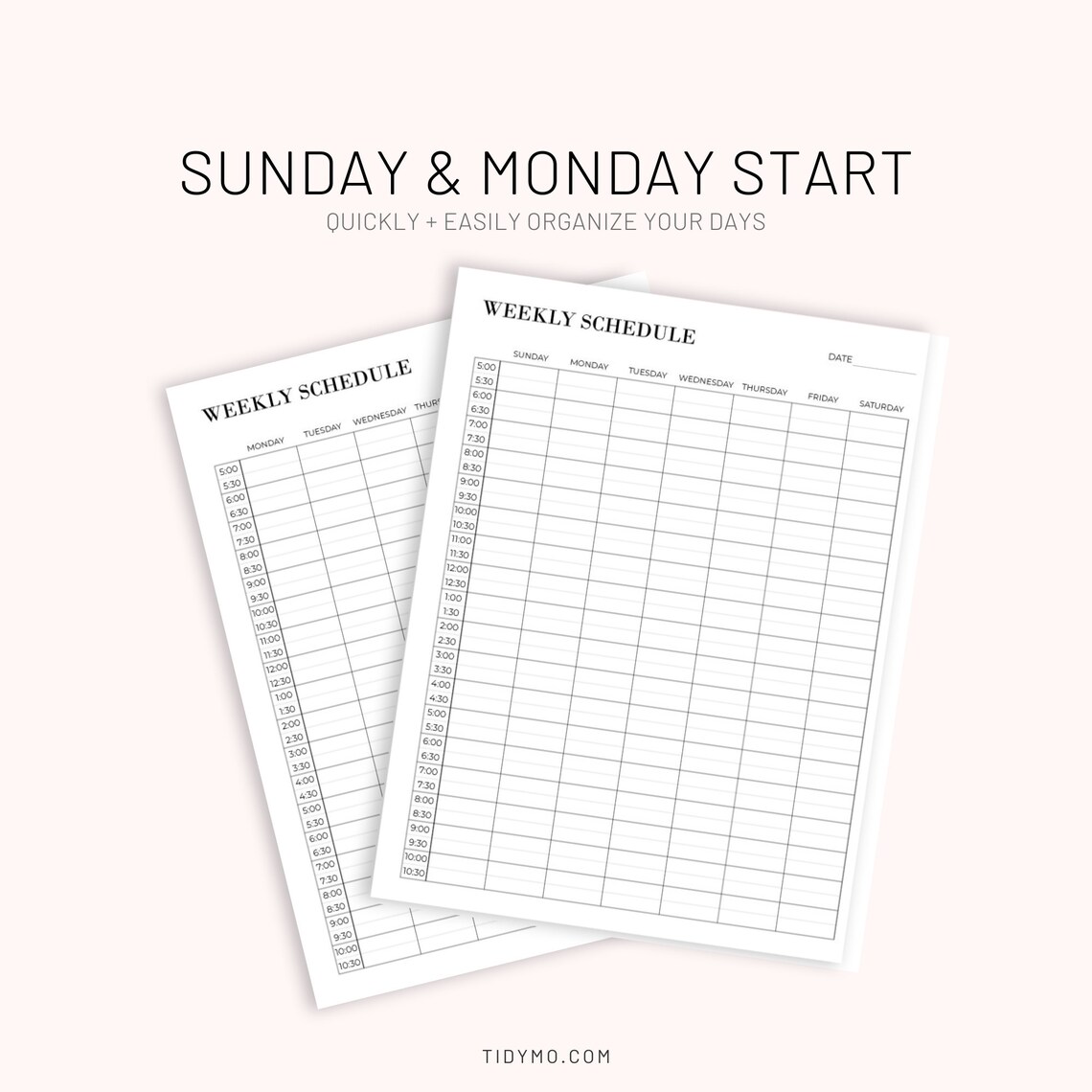 Weekly Schedule, Half Hour Daily Schedule Template, Printable Weekly ...