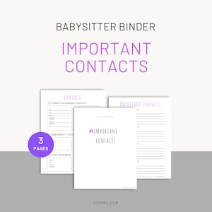 Babysitter Binder, House Sitting Binder, Babysitter Planner, Nanny ...