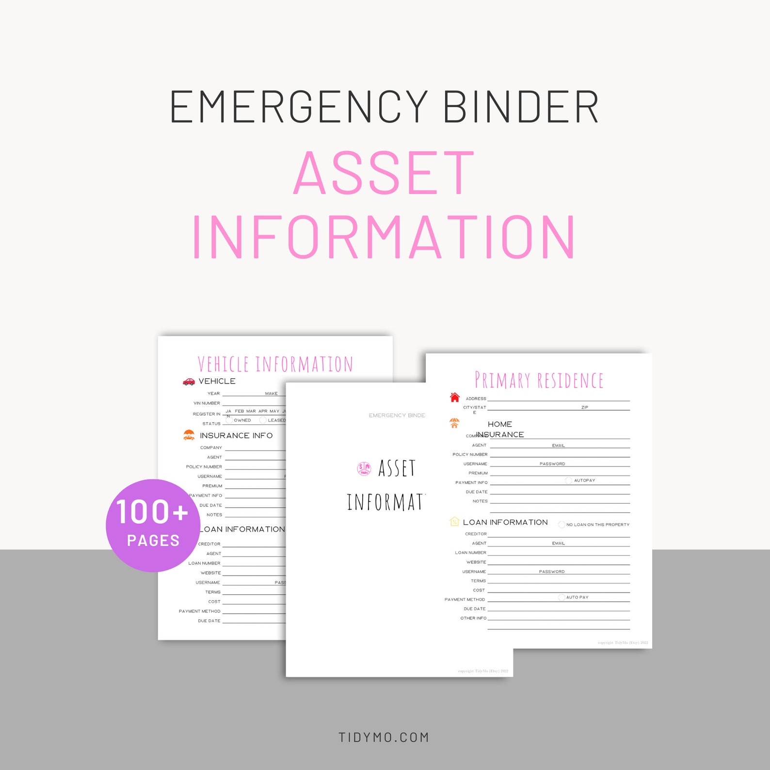 Emergency Binder • Life Organizer PDF • Printable & Fillable Family ...