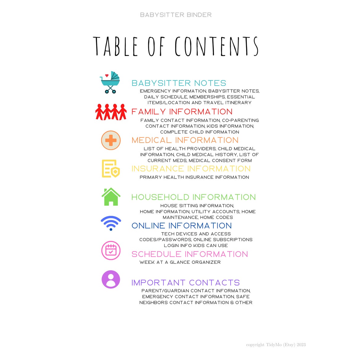 Babysitter Binder, House Sitting Binder, Babysitter Planner, Nanny ...