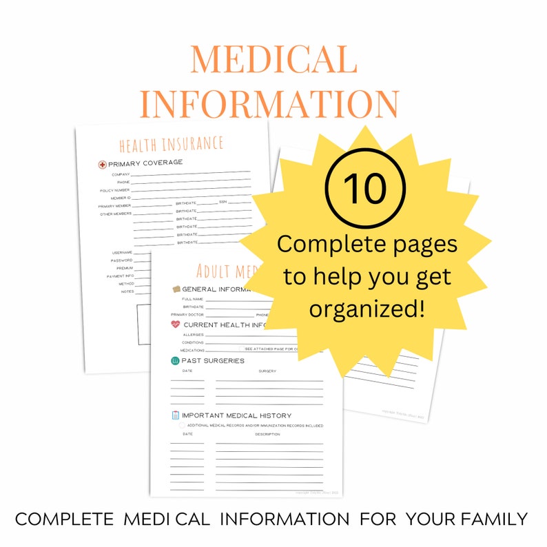 Complete Medical Information Printables - Etsy