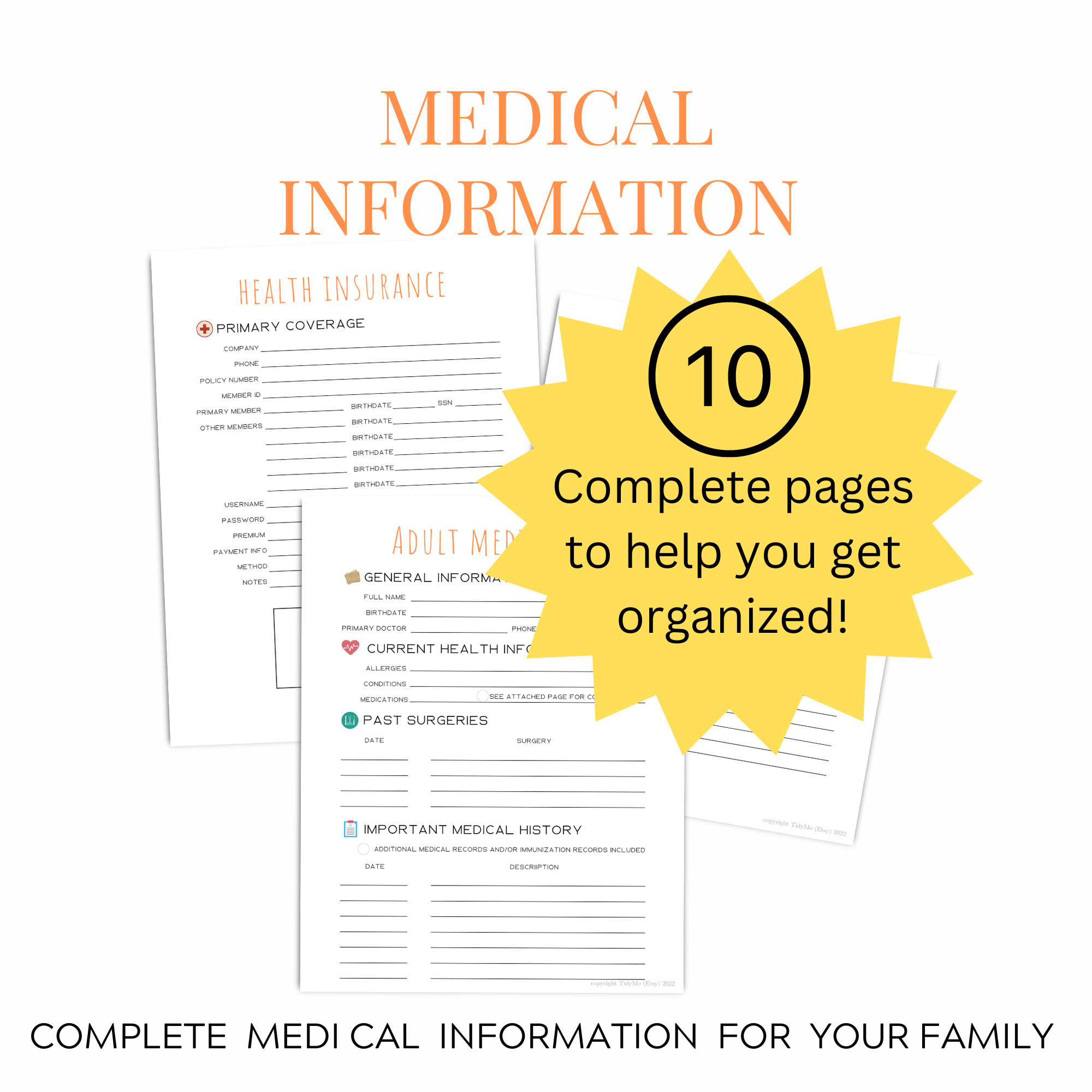 Complete Medical Information Printables - Etsy