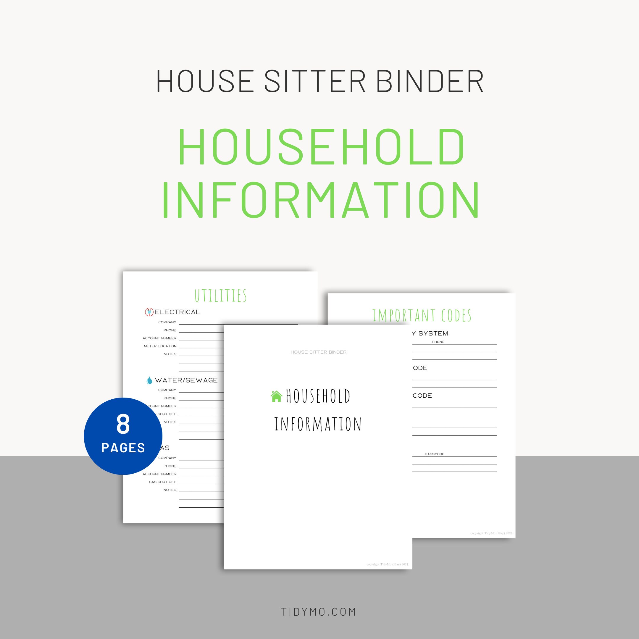 House Sitter Binder |house Sitter Instructions Printable |house Sitter ...