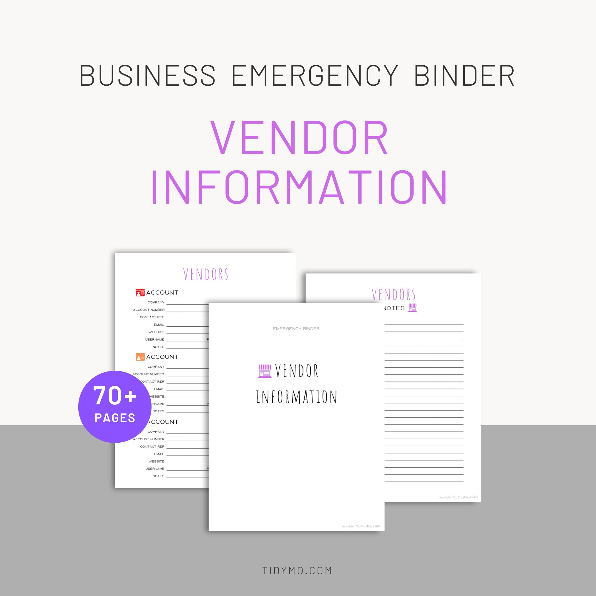 Small Business Emergency Binder • Printable & Fillable SOP Organizer ...
