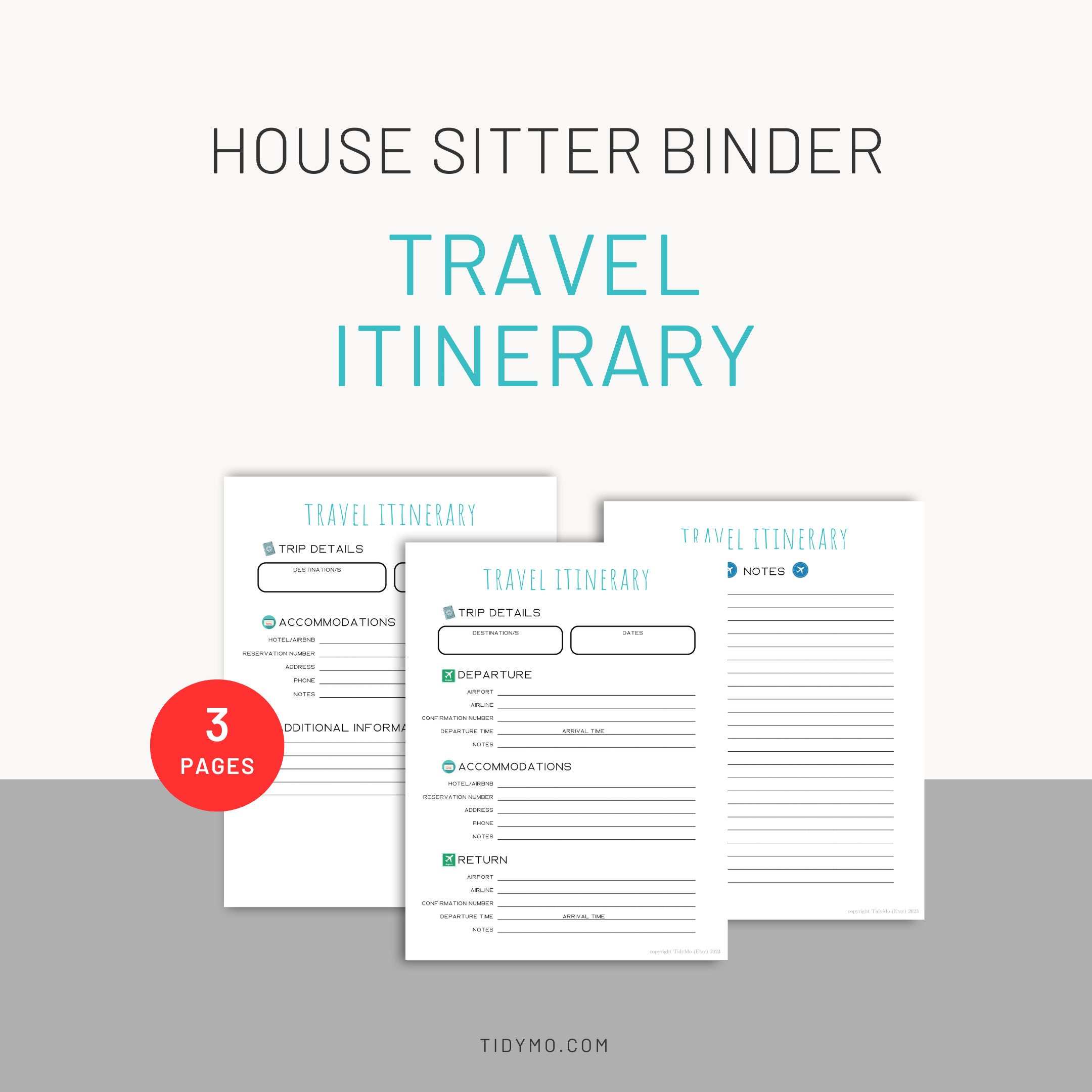 House Sitter Binder |house Sitter Instructions Printable |house Sitter ...