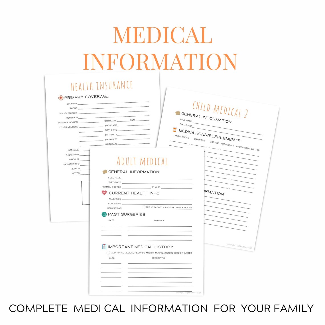Complete Medical Information Printables - Etsy
