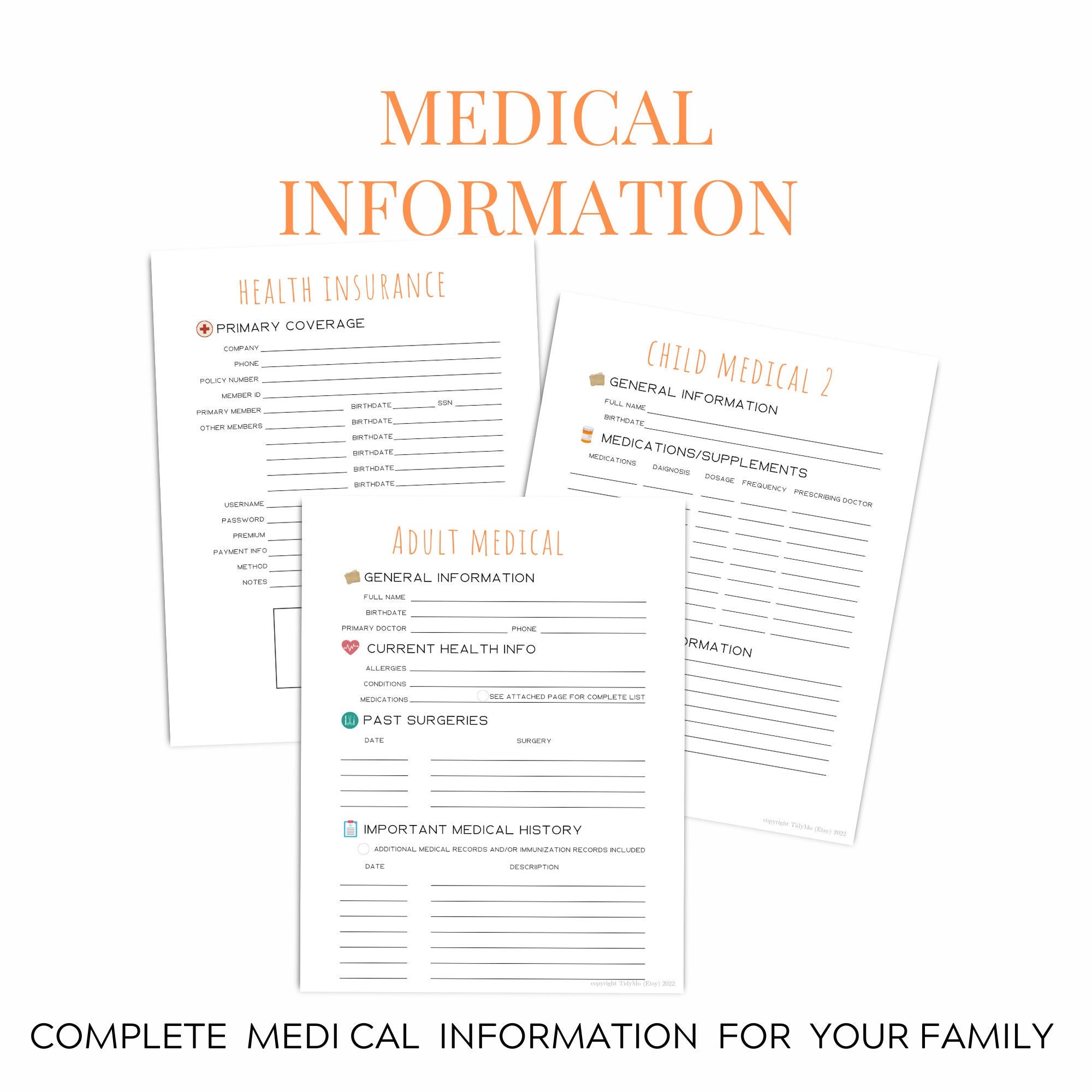 Complete Medical Information Printables - Etsy